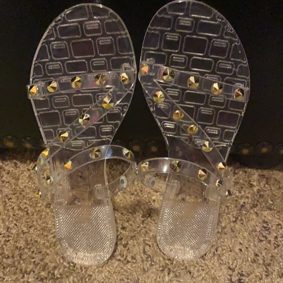 SHEIN | Shoes | Clear Studded Jelly Slides | Poshmark